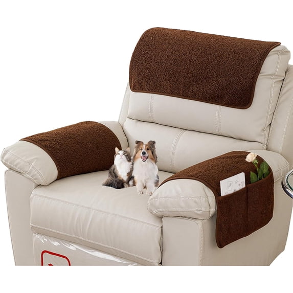 Armrest Covers - Arm Chair Set of 3 Recliner Covers, with Pockets ...