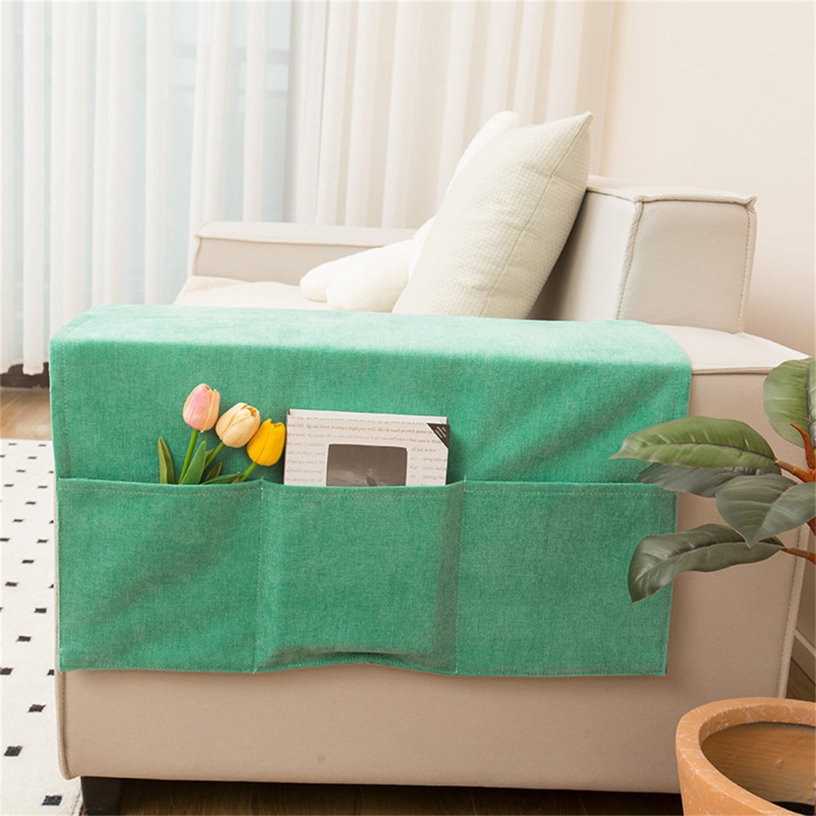 Armrest Organizer Sofa Cover with Side Pockets Sofa Couch Armrest Cover ...