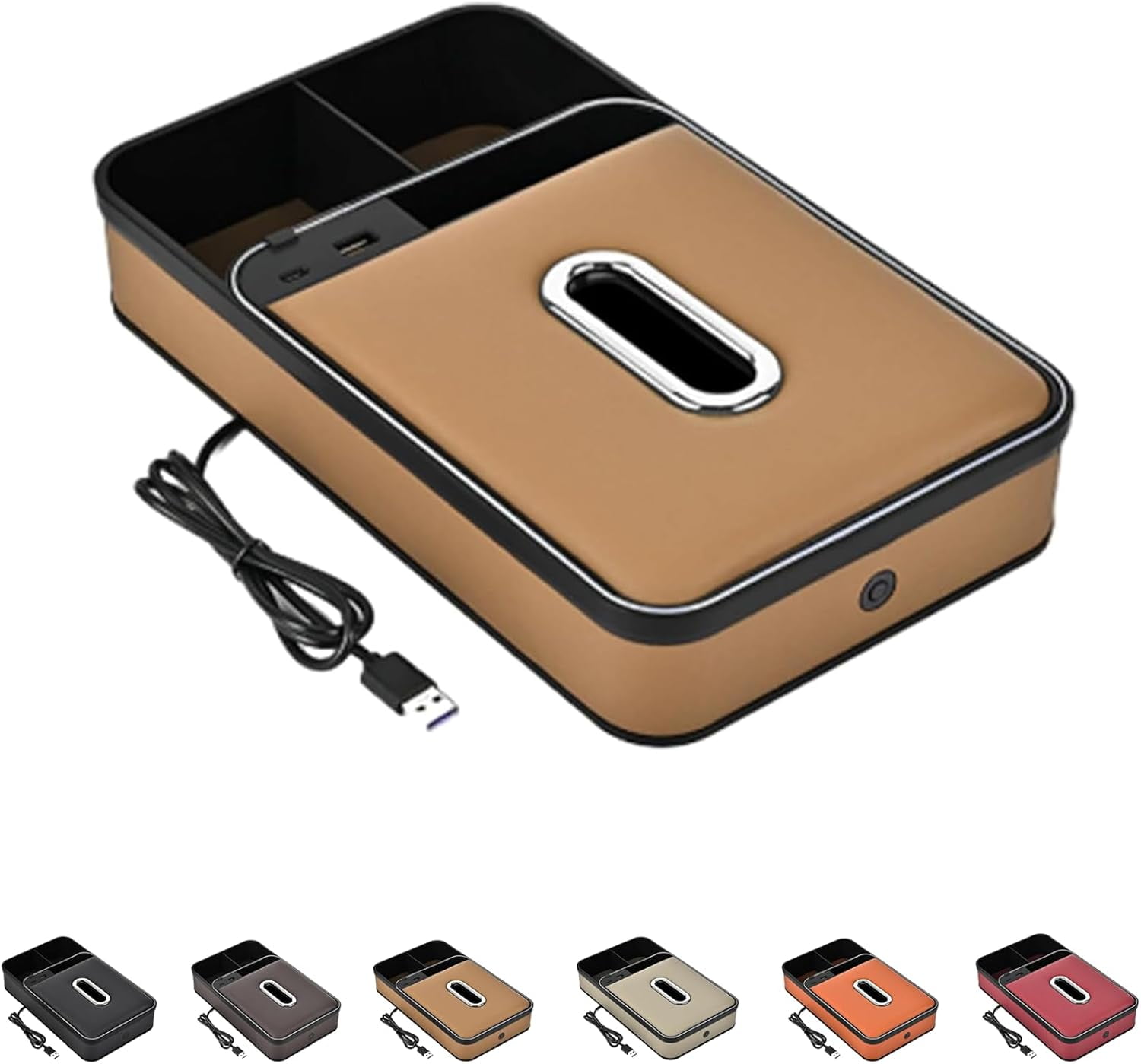 Armrest Storage Box with LED Ambient Light, 8-in-1 Dual Interface Car ...