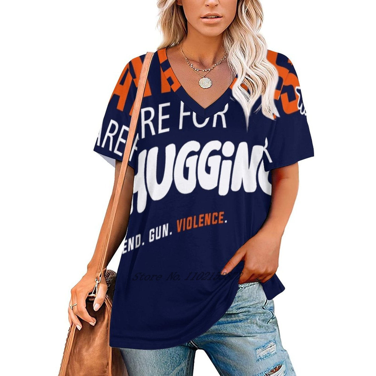 Arms Are For Hugging End Gun Violence Women'S T-Shirt Casual Short ...