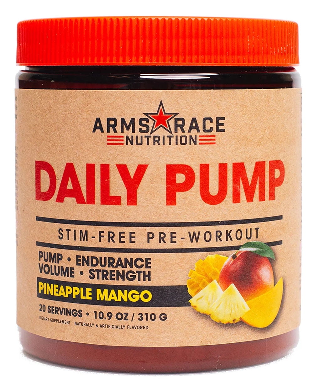 Arms Race Nutrition Daily Pump Stim-Free Pre-Workout - Pineapple Mango ...