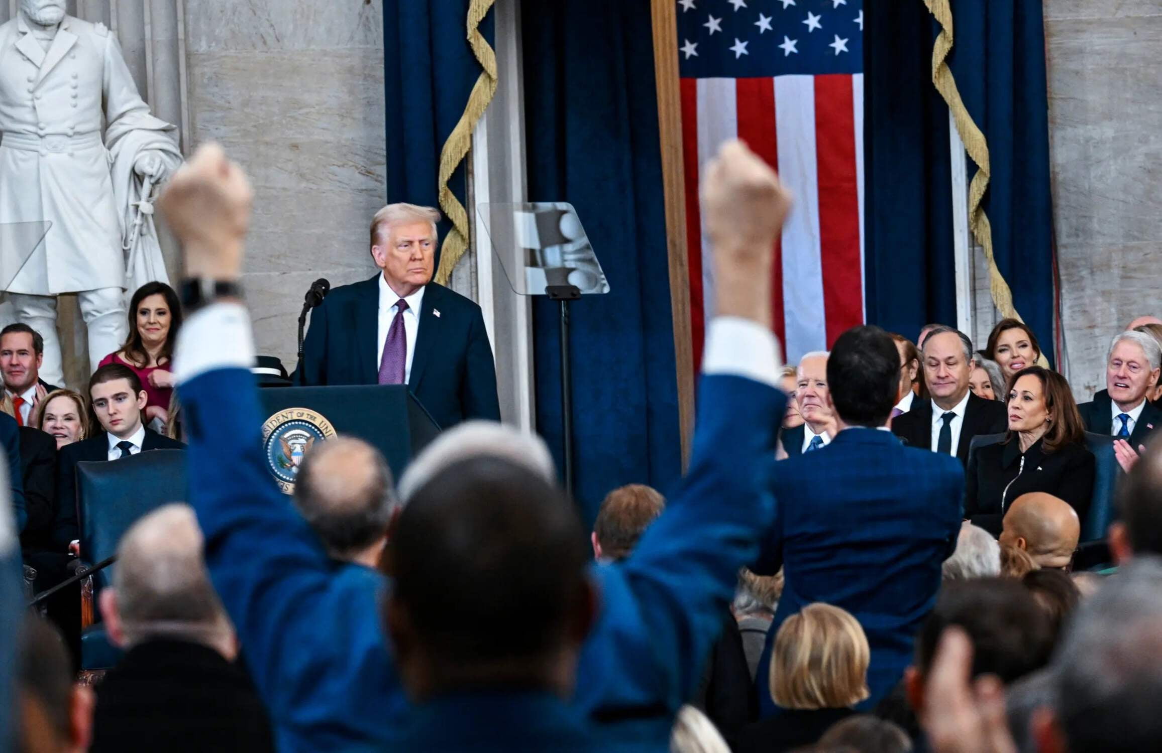 Arms Raised Trump Inauguration GLOSSY POSTER PICTURE PHOTO PRINT BANNER ...