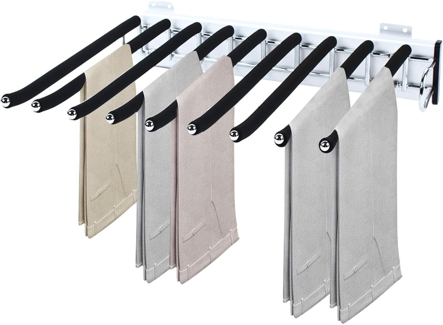 Arms Retractable Pull Out Trousers Rack, Right Side Mounted Trouser ...