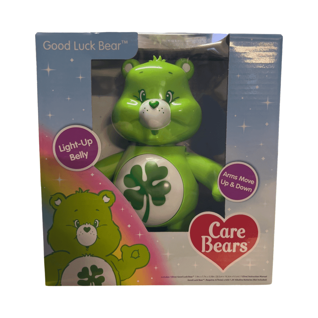 Care Bears Good Luck Bear, Light-Up Belly, Arms Move Up & Down, Cuddly ...