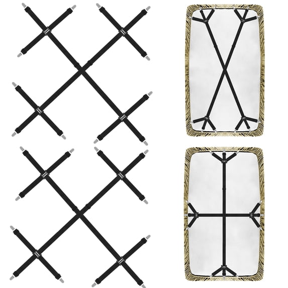 Armscye Adjustable Bed Sheet Straps with 6 Clips, Elastic Sheet ...