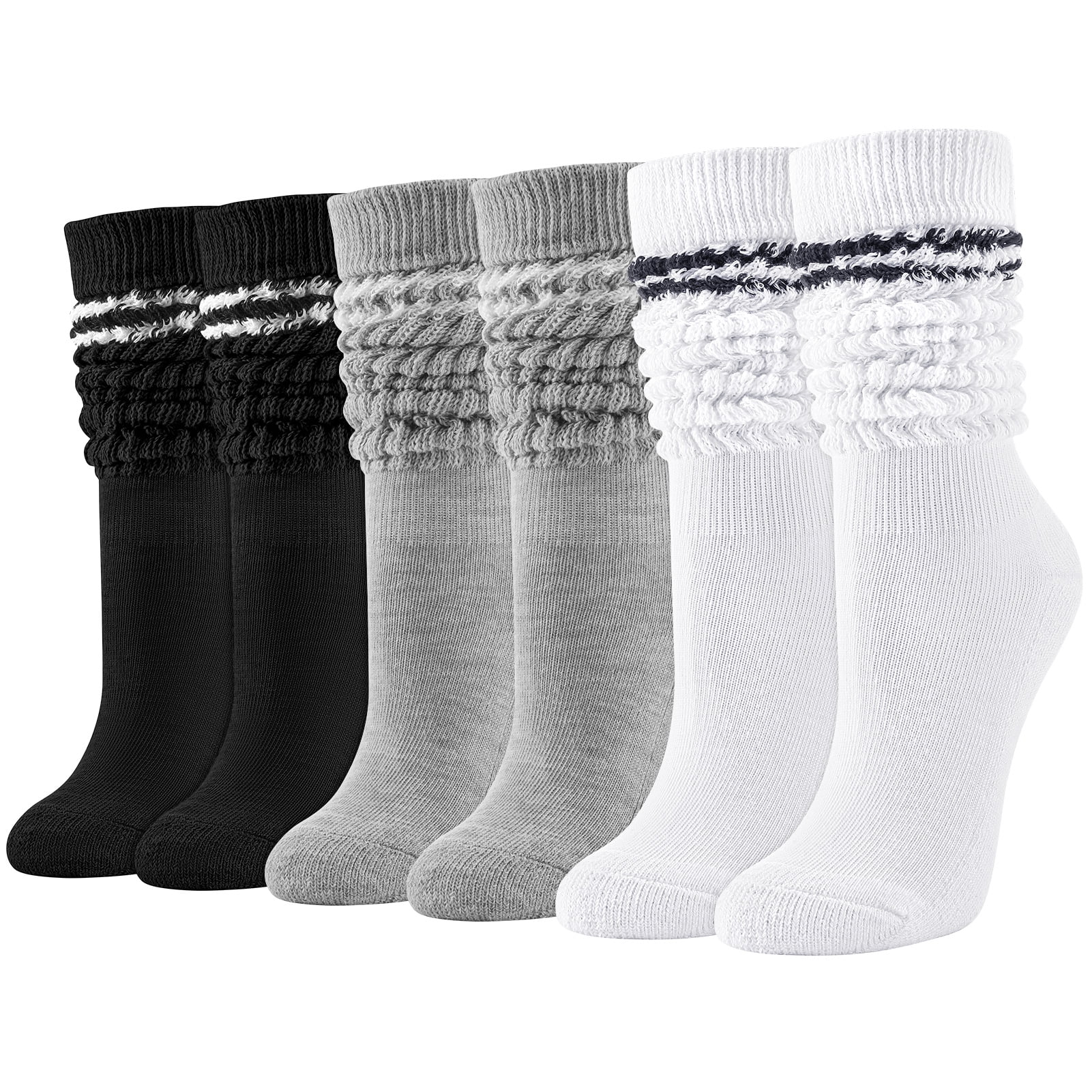 Armscye 3 Pairs Women's Slouch Socks, Cotton Knee High, Breathable ...