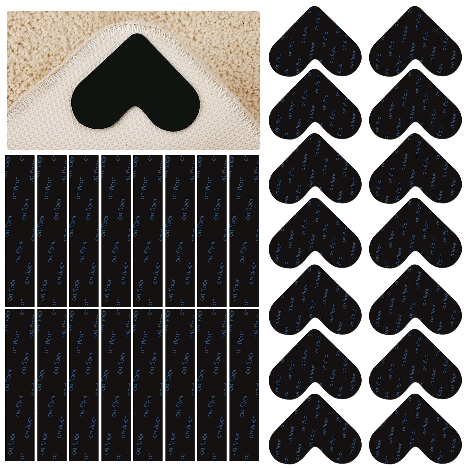 Armscye 32 Pcs Rug Tape, Non Slip Rug Pads, Reusable Washable Carpet ...