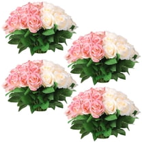 5 Pcs Artificial Roses Flowers 24" Real Touch Silk Roses Bouquet Long ...