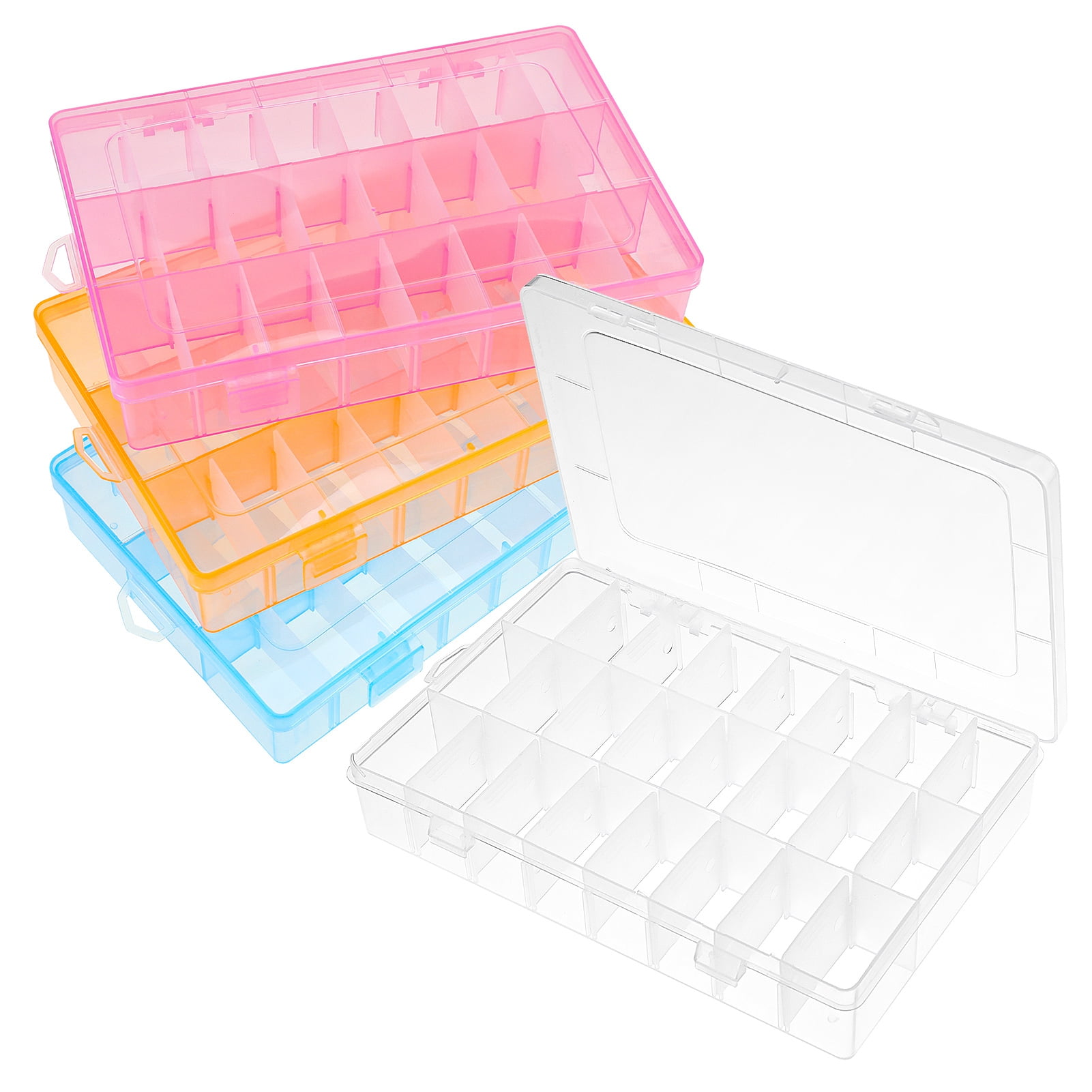 Armscye 4 Pack 24 Grids Bead Organizers and Storage, Small Plastic ...