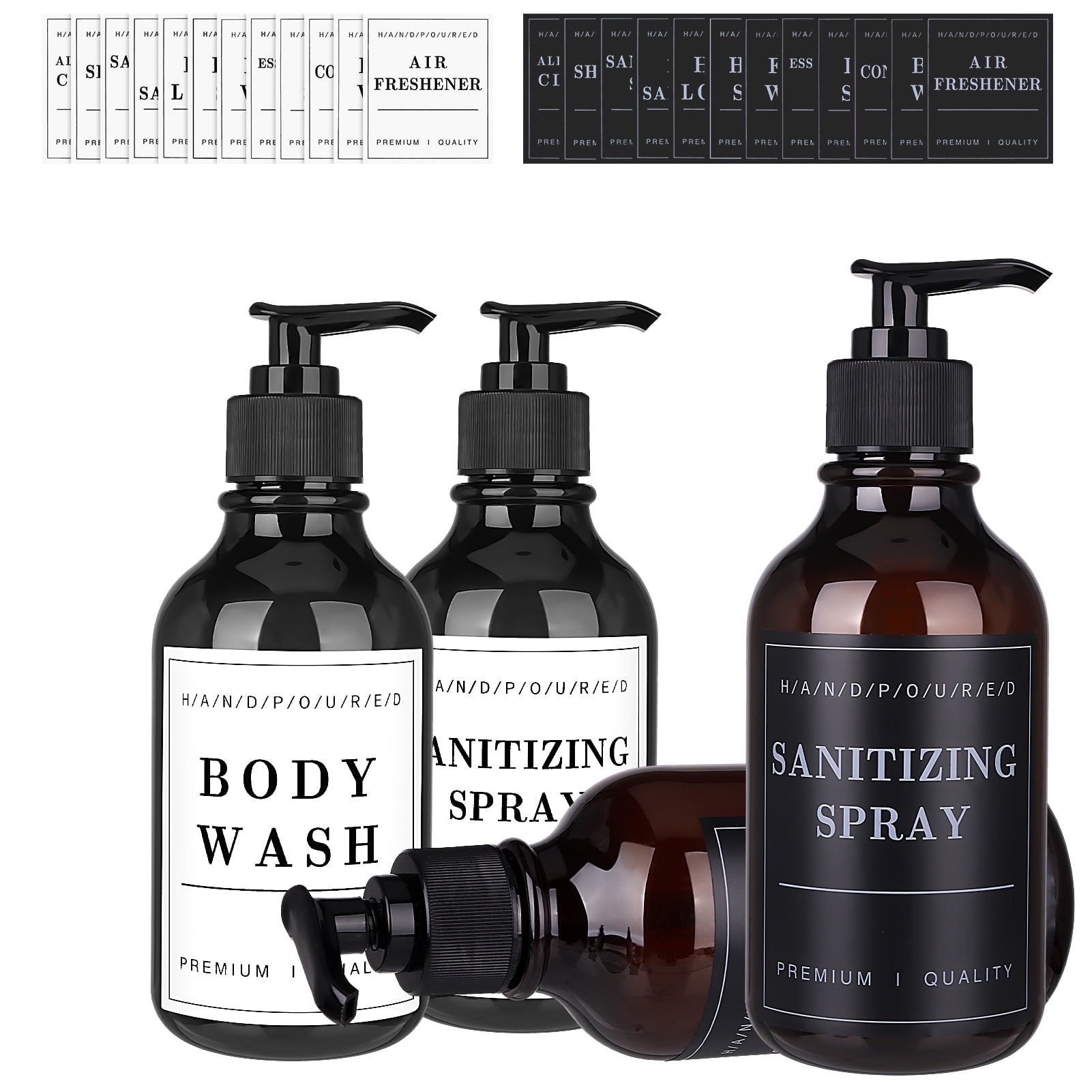 Armscye 4 Pcs Empty Pump Bottle Dispenser, 10oz/300ml Refillable Empty ...