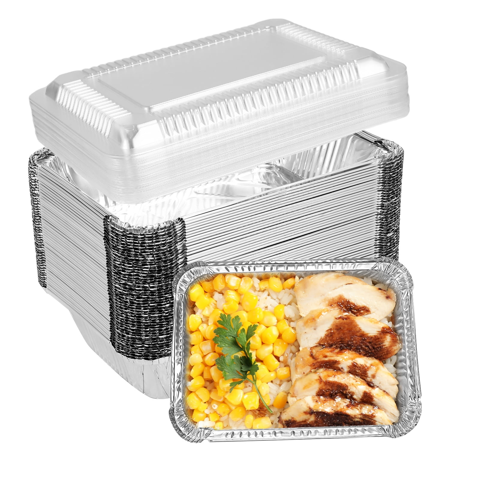 Armscye 50-Pack 2.25lb Disposable Aluminum Pans With Clear Lids for ...