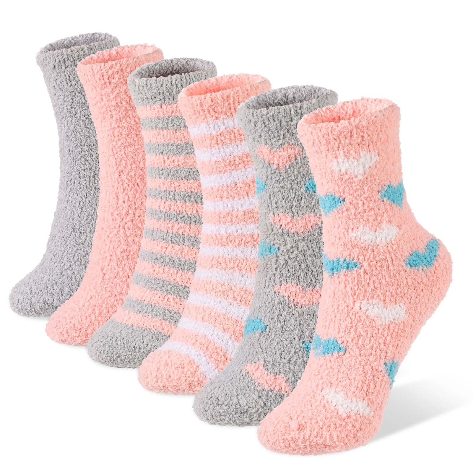 Armscye 6 Pairs Fuzzy Socks for Women, Cozy Fluffy Socks, Winter Warm ...