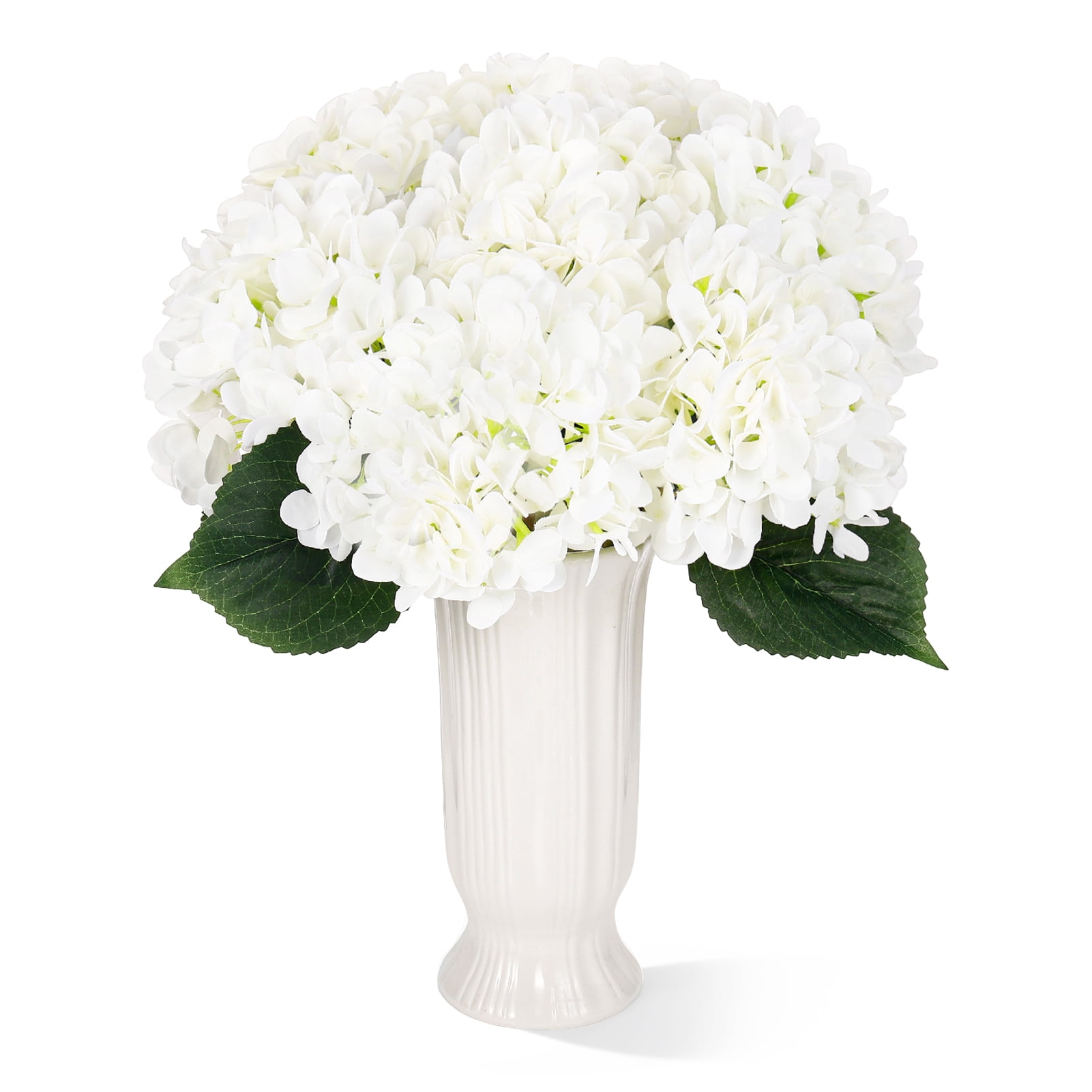 Armscye 6pcs Faux White Hydrangeas Fake Flowers, Artificial Silk ...