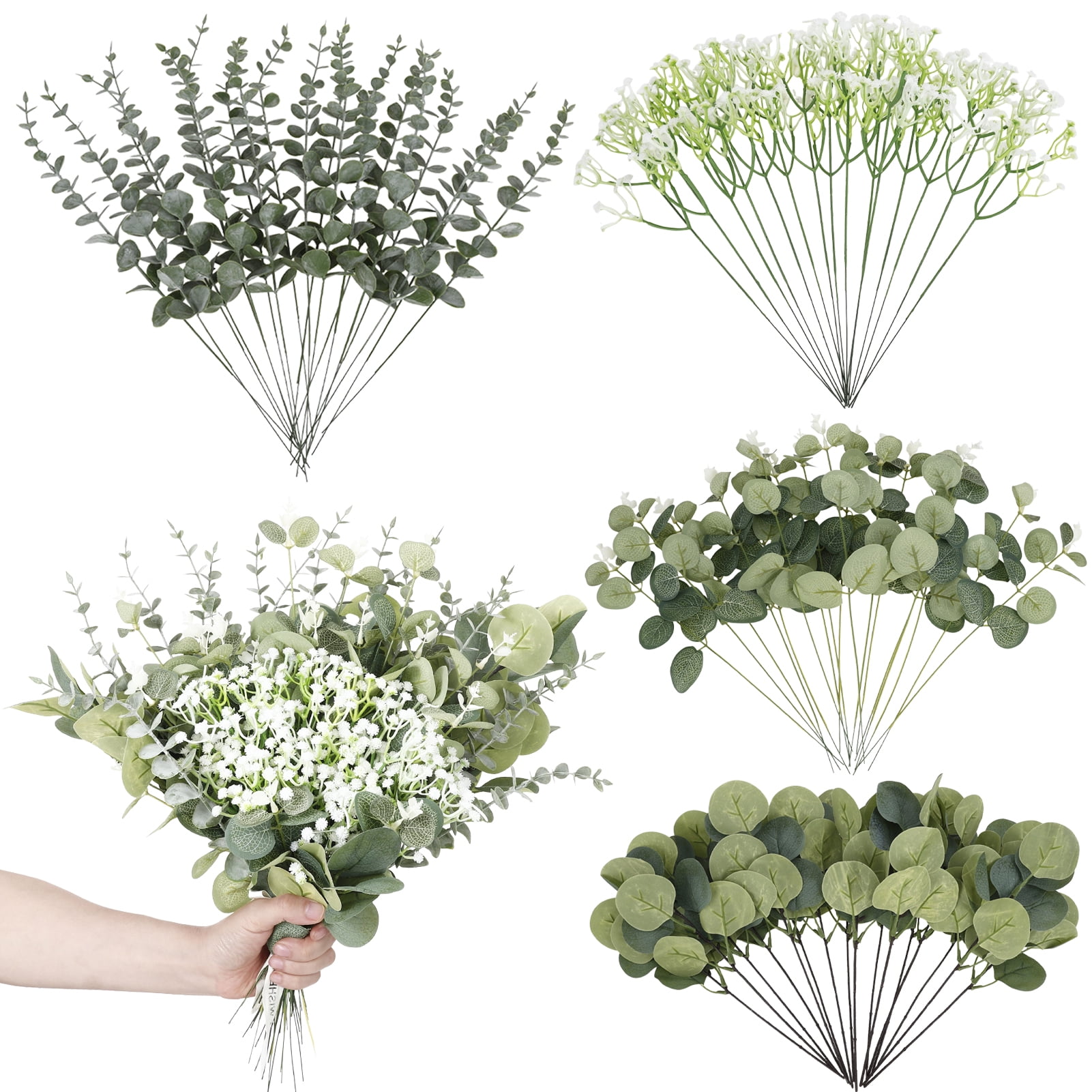 Armscye 75 Pcs Artificial Eucalyptus Stems Bulk, Artificial Baby Breath ...