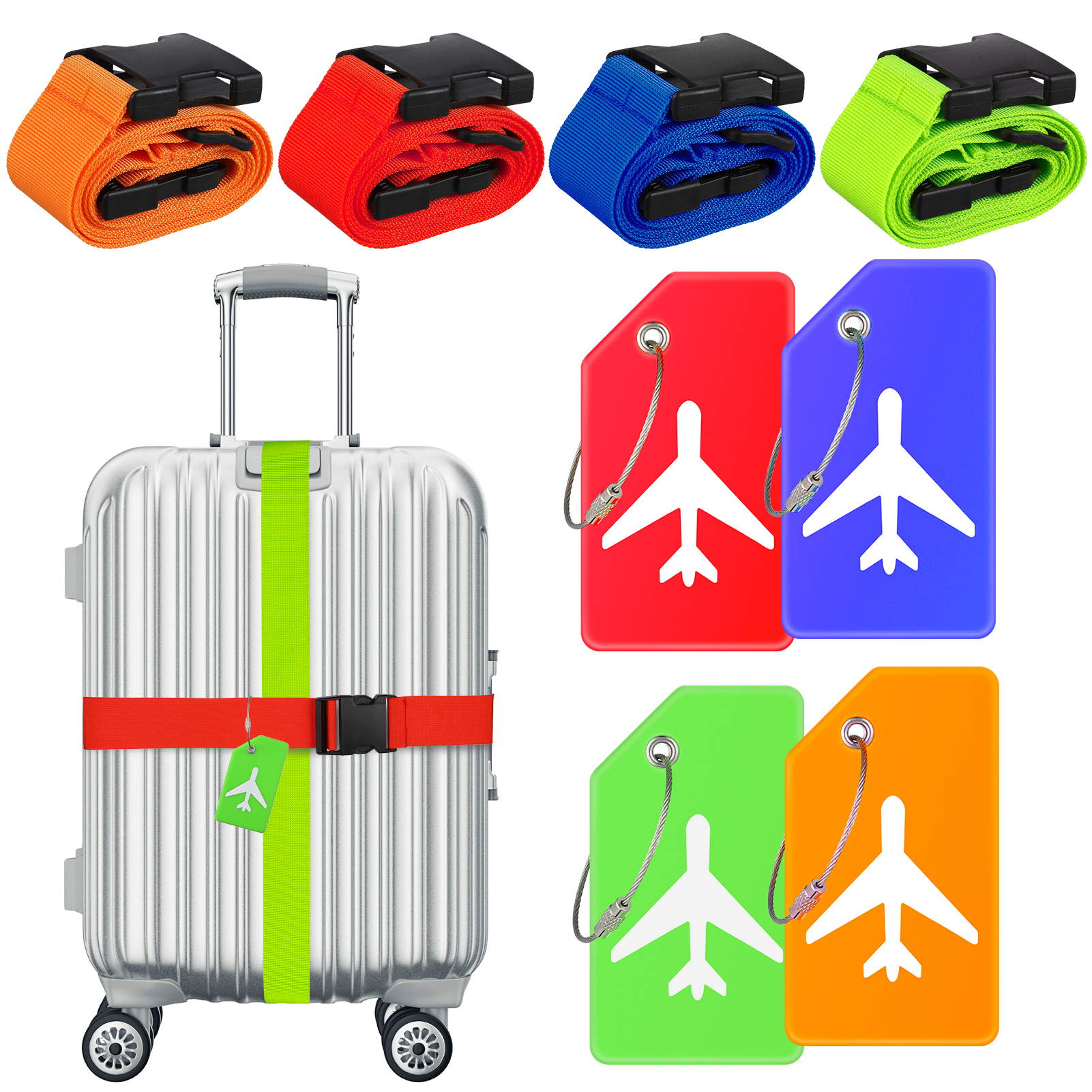 8 Pcs Luggage Tags, with Strings, Name ID Card for Travel Suitcase ...