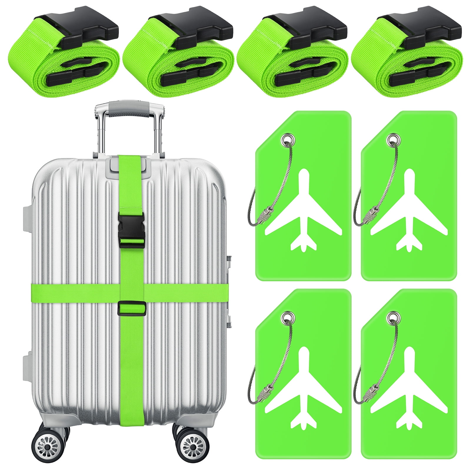 Armscye 8 Pack Luggage Straps & Tags, Adjustable, TSA Approved ...