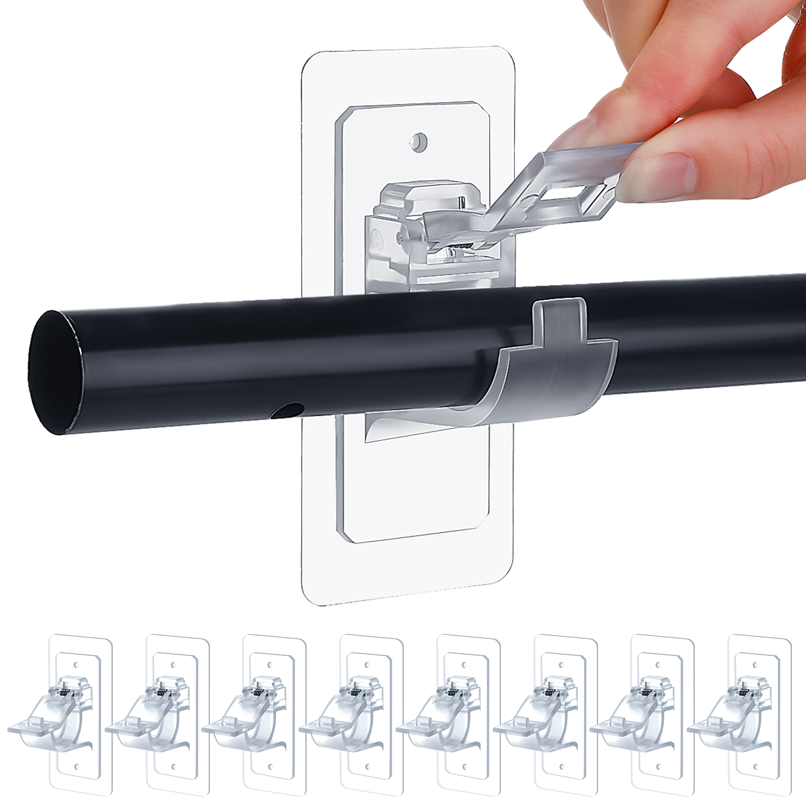 Fast Fit Single Curtain Rod Brackets, No Drill, Nail-Free, No Damage ...