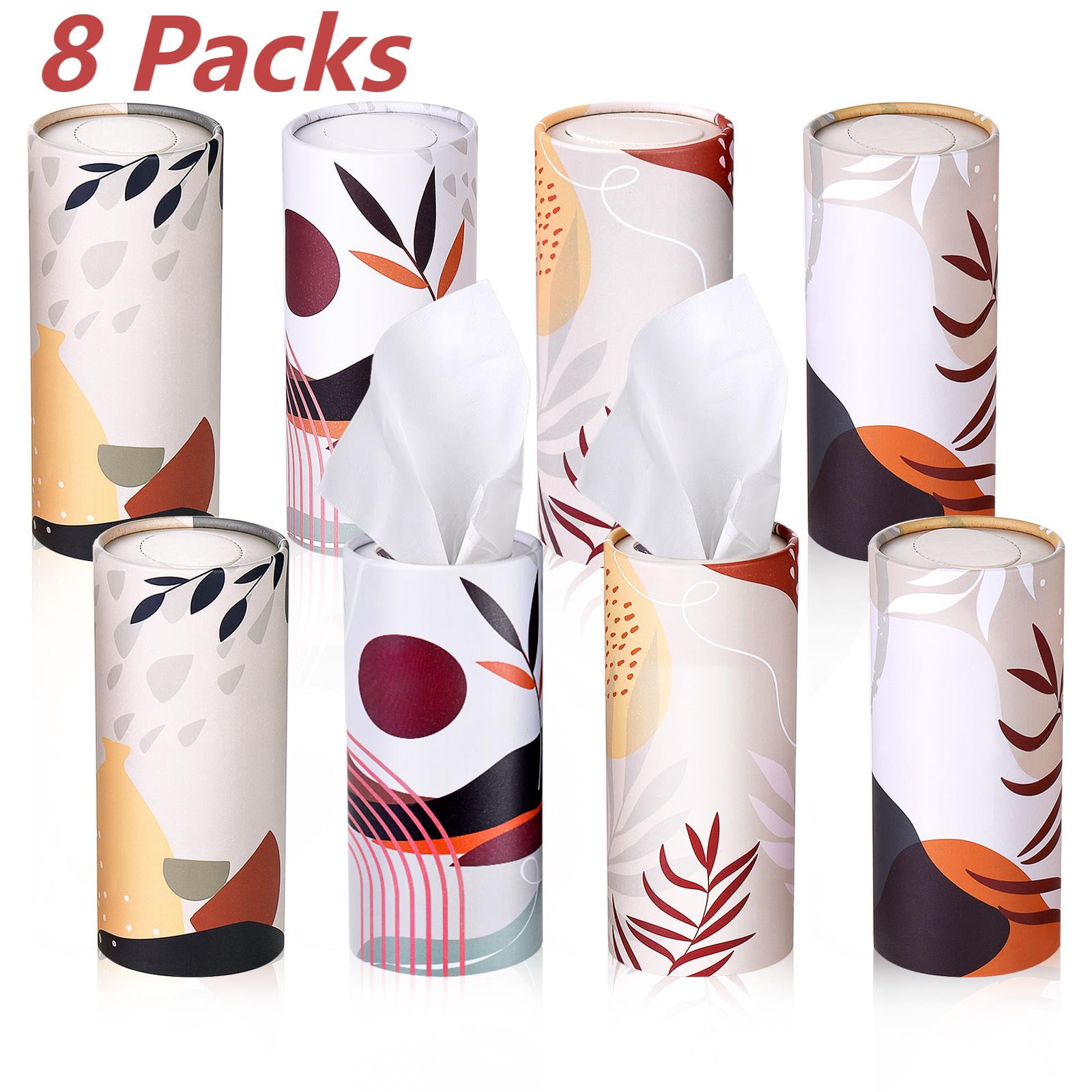 Armscye 8 Pcs Boho Round Tissue Box with 3-Ply Facial Tissues for Home ...