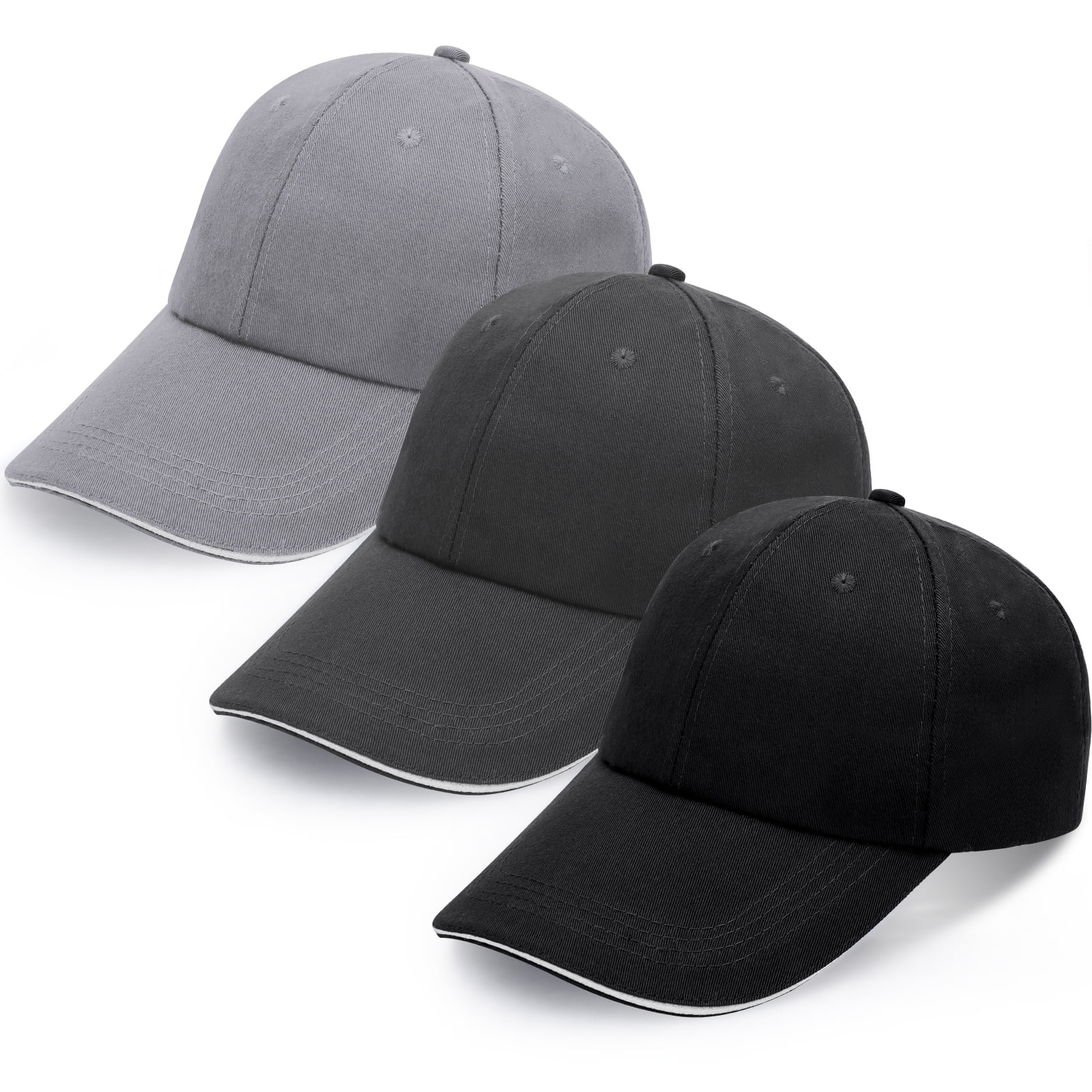 Armscye 3 Pcs Baseball Cap, Cotton Plain Solid Color Hat for Women Men ...