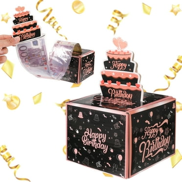Happy Birthday Money Box for Cash Gift Pull Black and Gold DIY Birthd ...