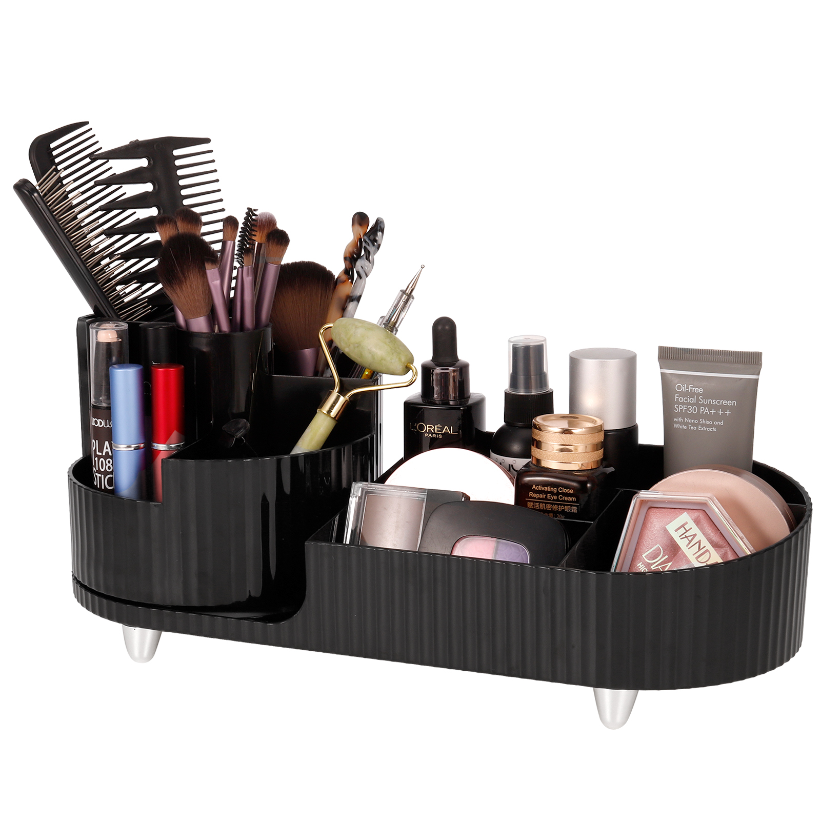 CUTICATE Storage Box Makeup Holders Vanity Simple with Handle Lid Table Organizers Desk ...