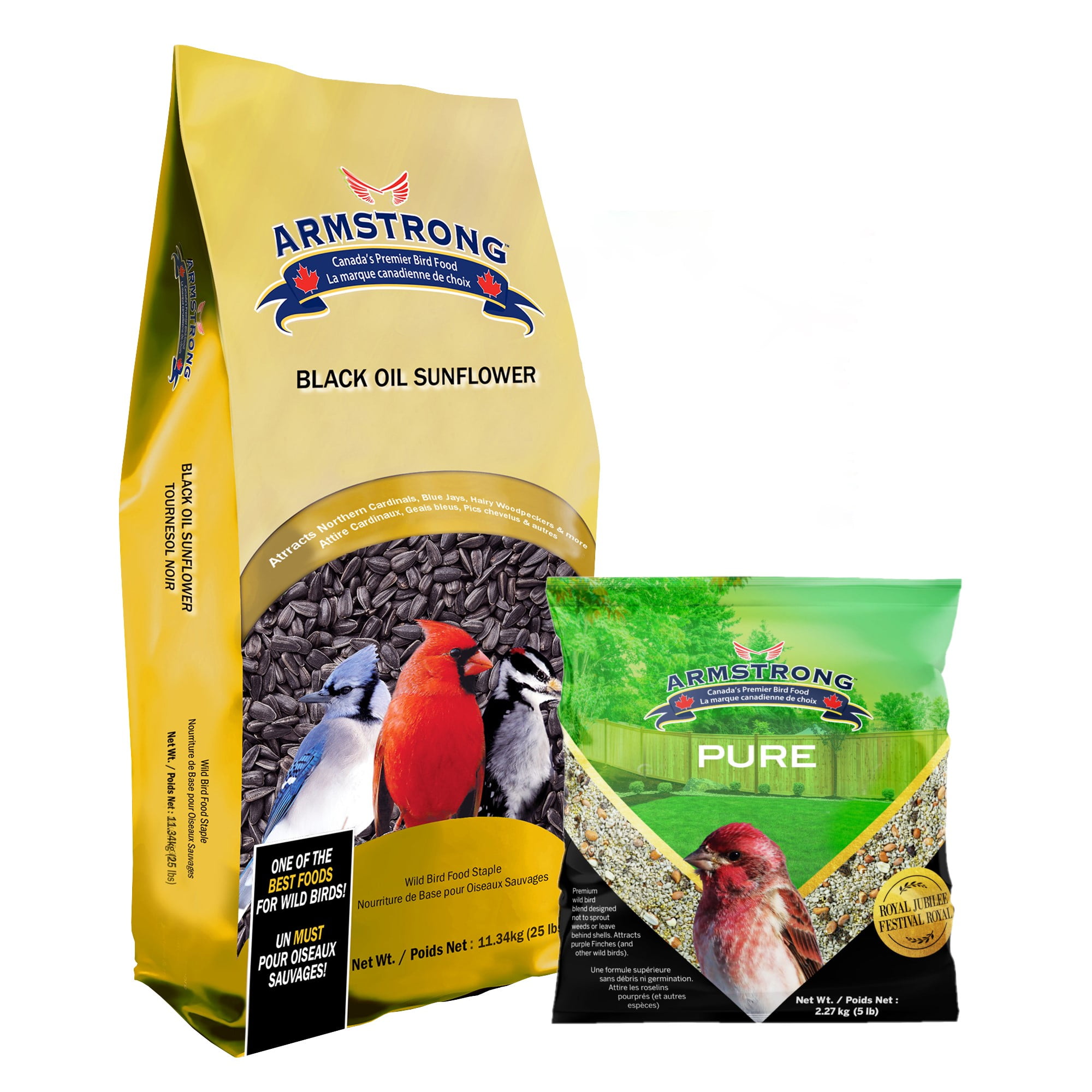 Armstrong Wild Bird Food Combo Pack - Black Oil Sunflower Bird Seed, 25lbs and Royal Jubilee ...