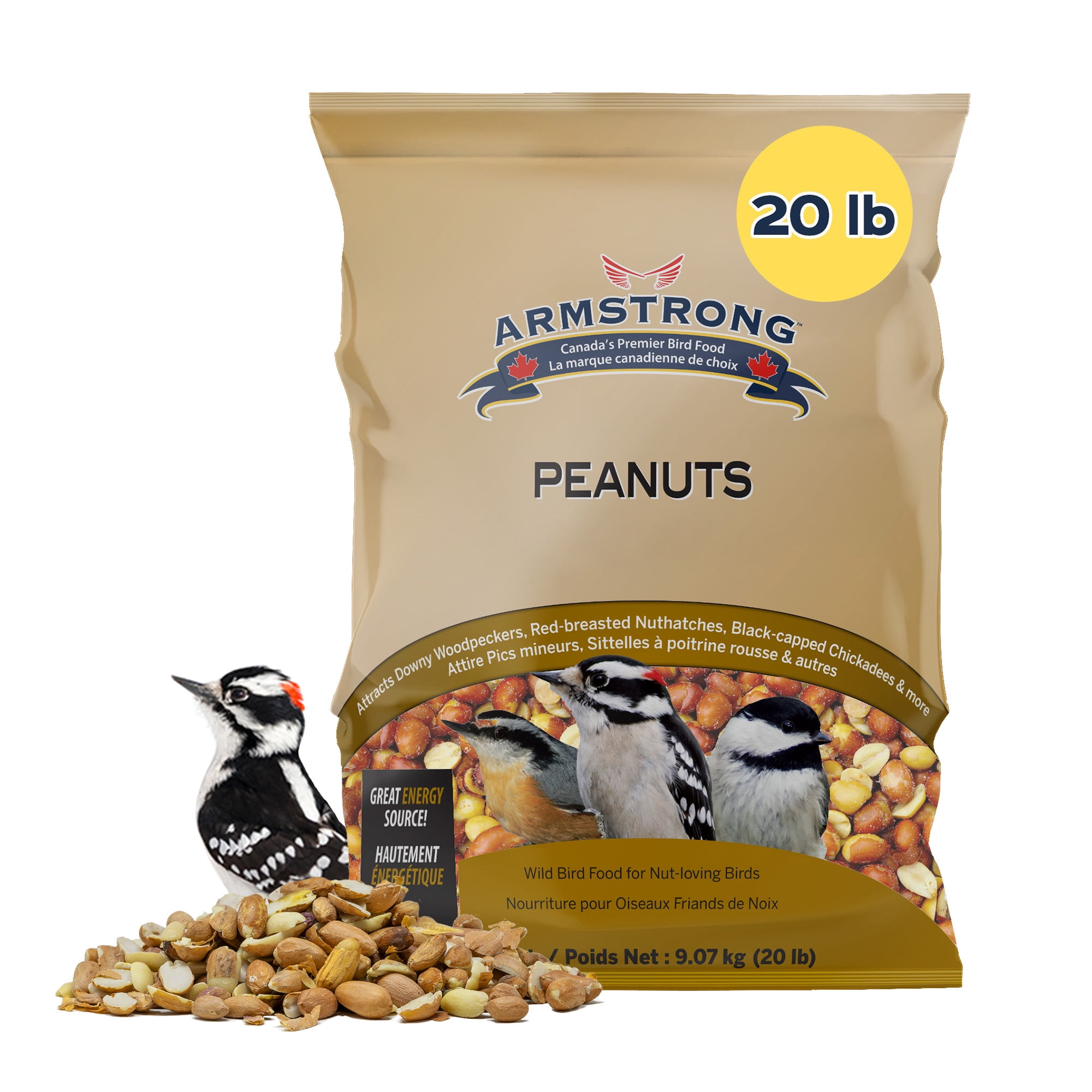 Armstrong Wild Bird Food Peanut Halves, 20 Pounds - for Downy ...