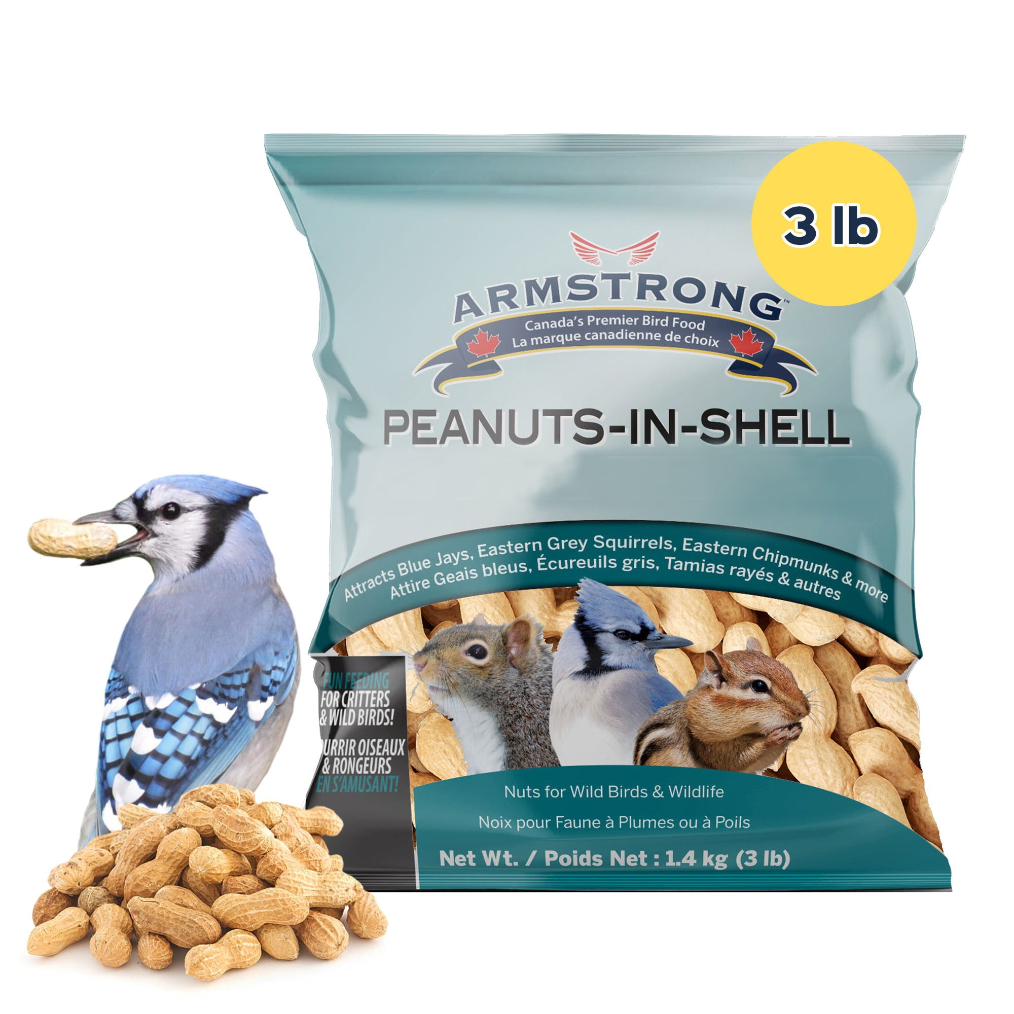 Armstrong Wild Bird Food Peanuts-In-Shell, 3 Pounds - for Blue Jays ...