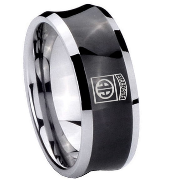 Army Airborne Concave Black Plated Tungsten Men's Ring 10MM - Walmart.com