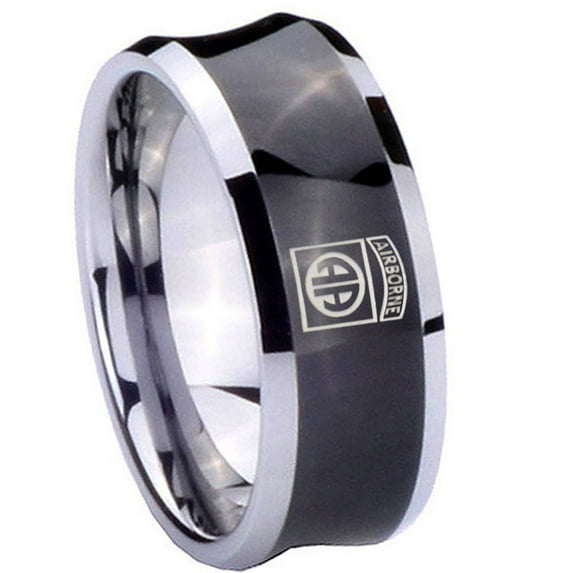 Tungsten Army Airborne 8mm Black Polished Concave Men's Ring - Walmart.com