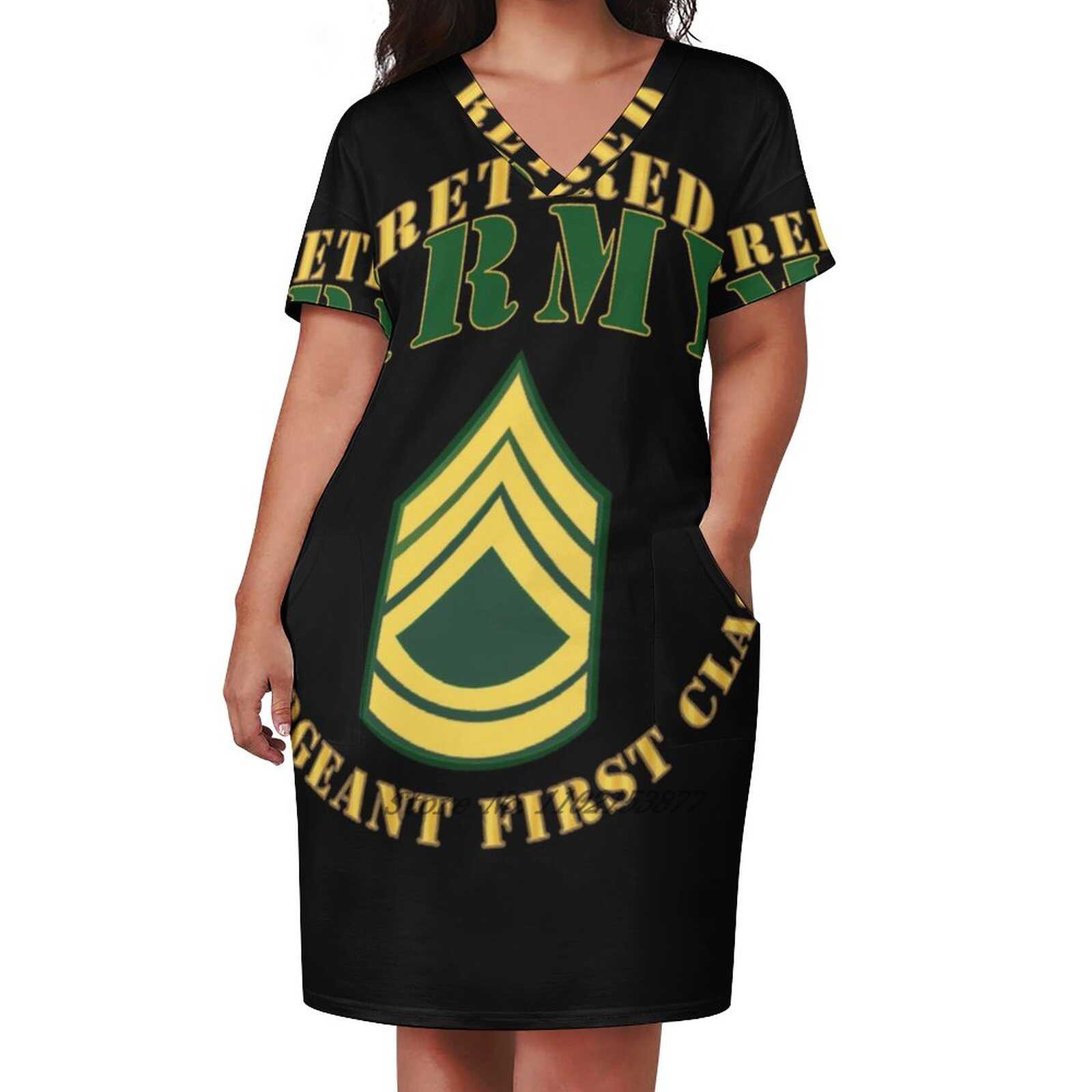 Army - Army - - Retired Loose Pocket Dress Women'S Printed Dresses V ...