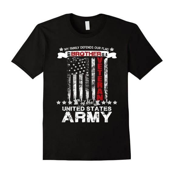 Army Brother Family Defends Flag Veteran Holiday Retro T Shirt for Men ...