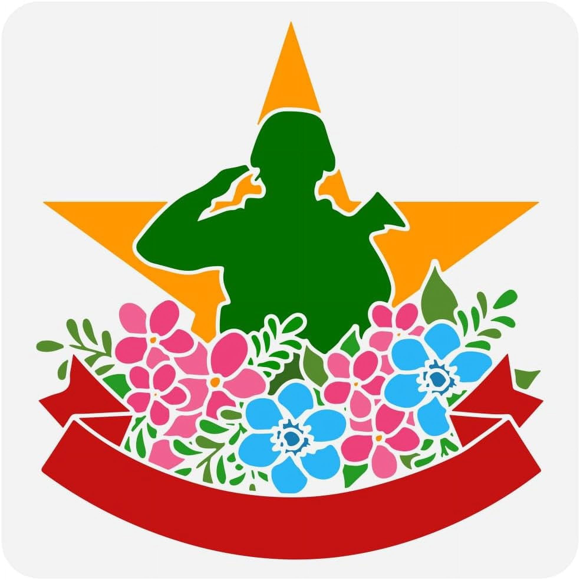 Army Commendation Ceremony Painting Stencil 11.8x11.8inch Reusable ...