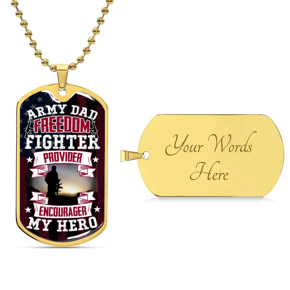 Army Dad Hero - Graphic Military Dog Tag Necklace (Optional ...