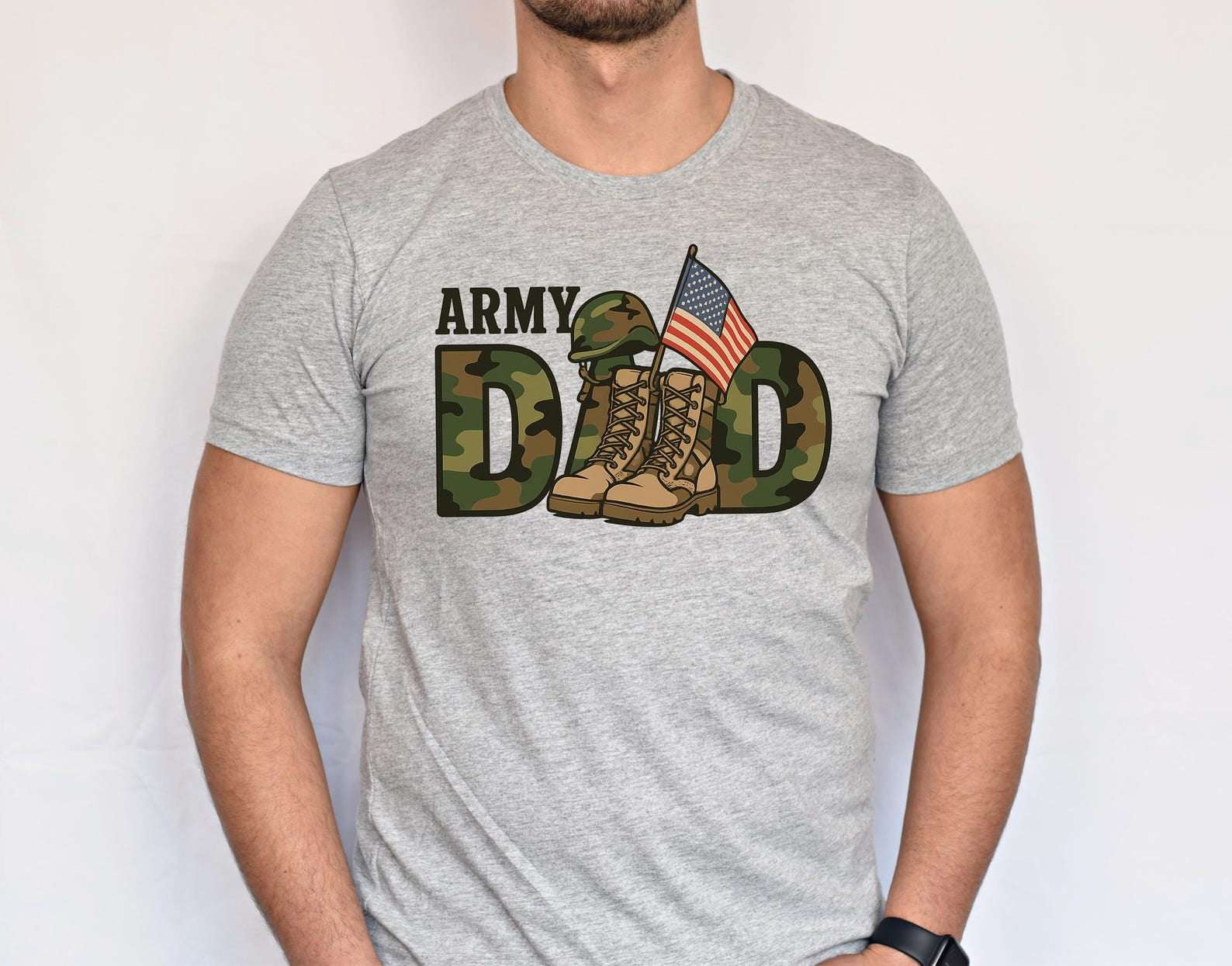 Army Dad Shirt – Military Dad Gift, Camo Army Boots American Flag T ...