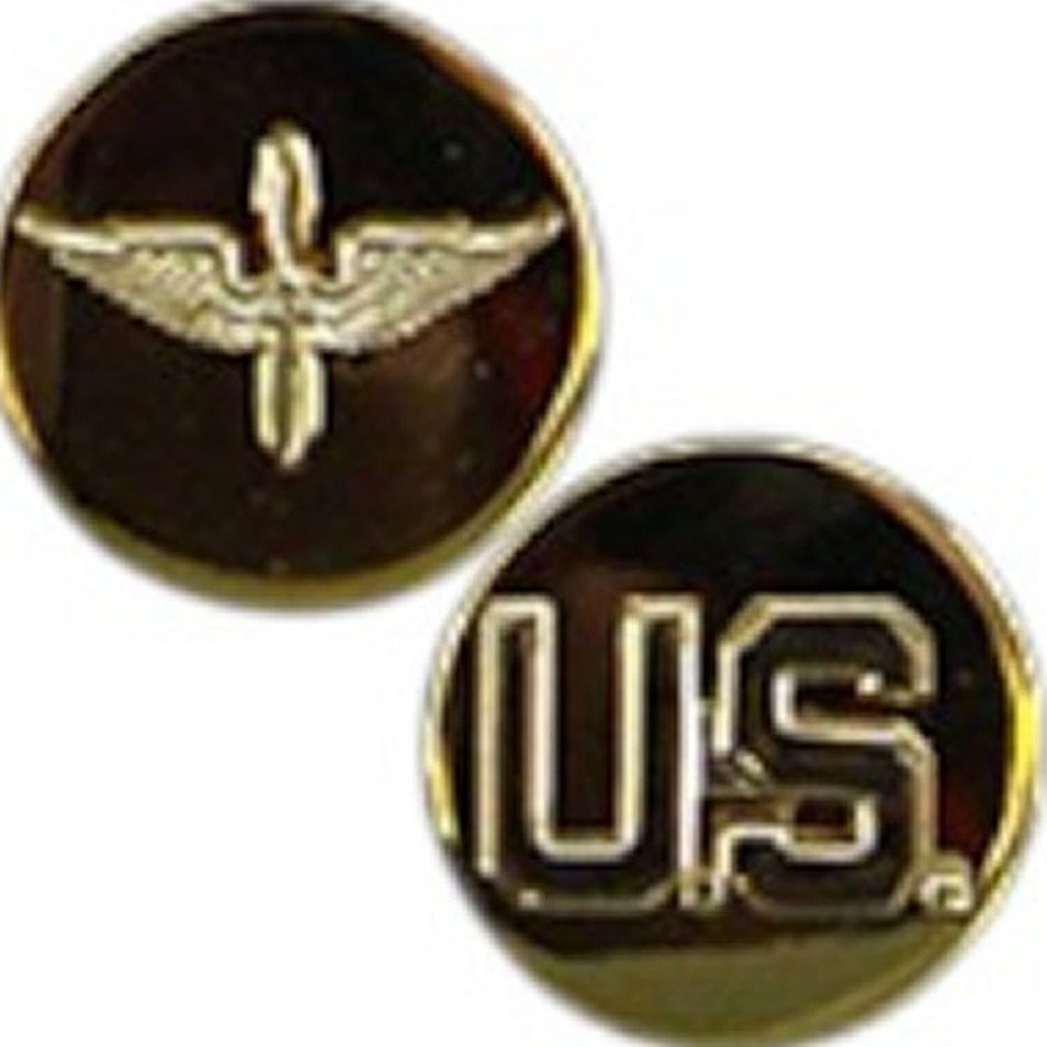 Army Enlisted Aviation and U.S. Collar Discs Devices Pins Set, 1"D ...