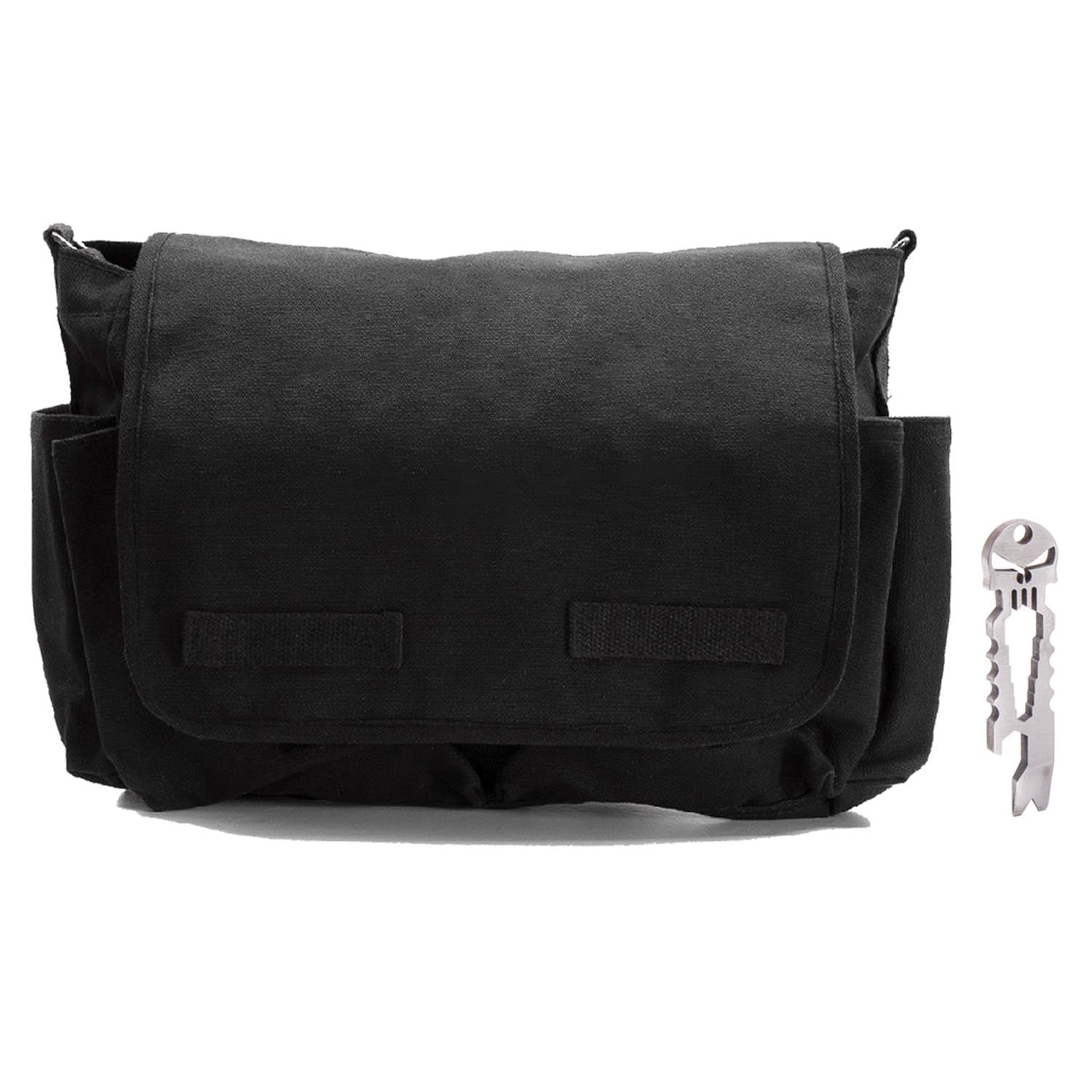 Army Force Heavyweight Black Military Messenger Bag with Punisher ...