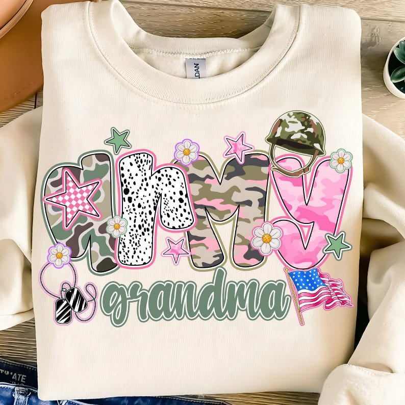 Army Grandma Camo Sweatshirt, Proud Soldier Family Shirt, Patriotic 4th of July Military ...