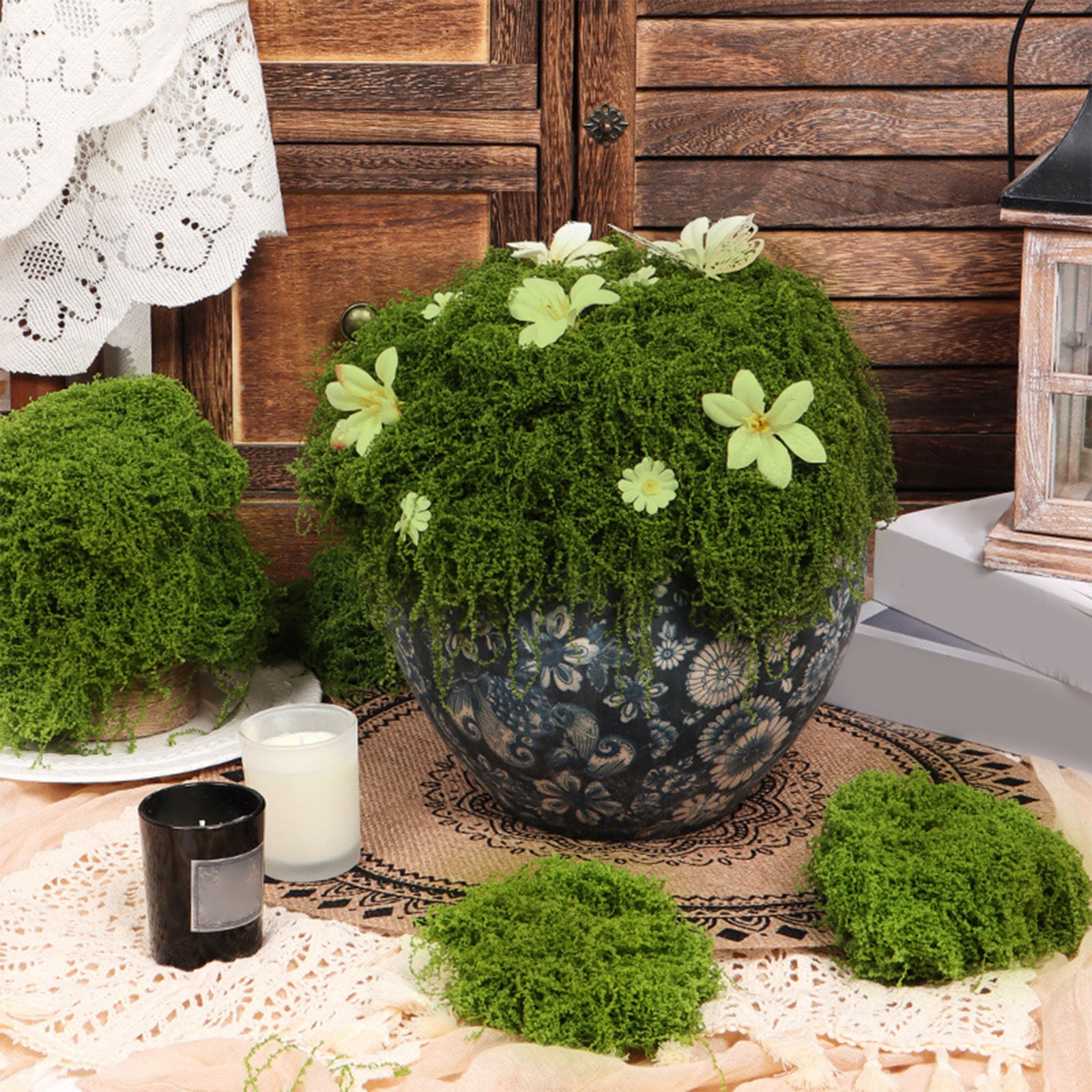 Army Green Artificial Moss Mat For Terrarium Decor Fake Green Plant ...