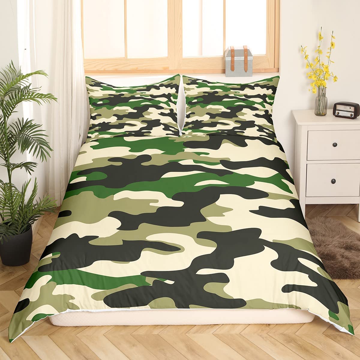 Army Green Camo Boys Duvet Cover Set Soldier Camouflage Bedding Set ...