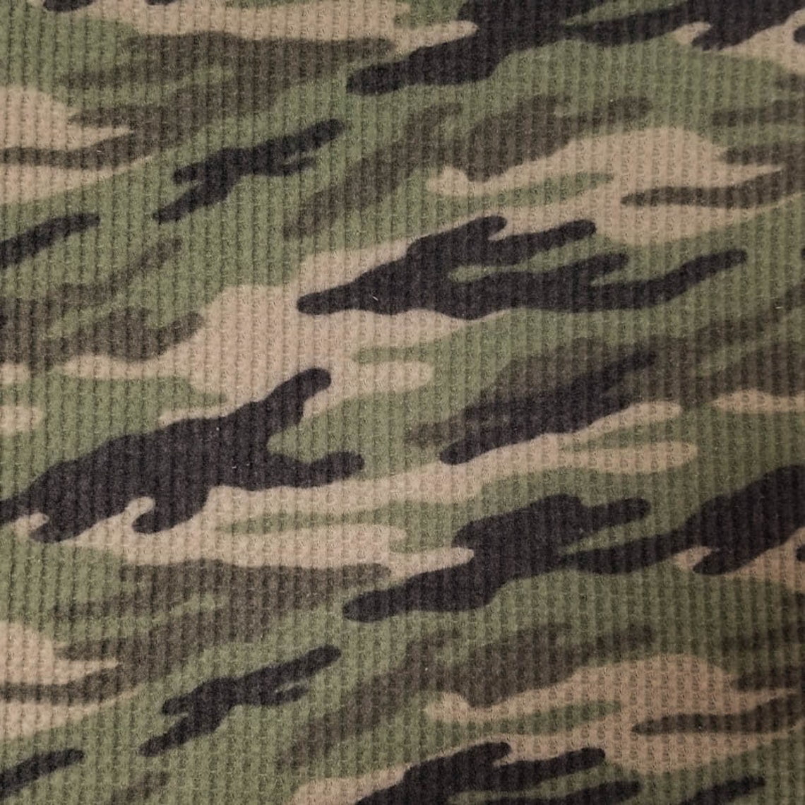 Army Green Camouflage Charcoal Waffle Brush Poly Rayon Spandex Knit ...