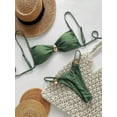 Army Green Gold-Tone Circle Embellished Spaghetti Strap Bikini Set For ...