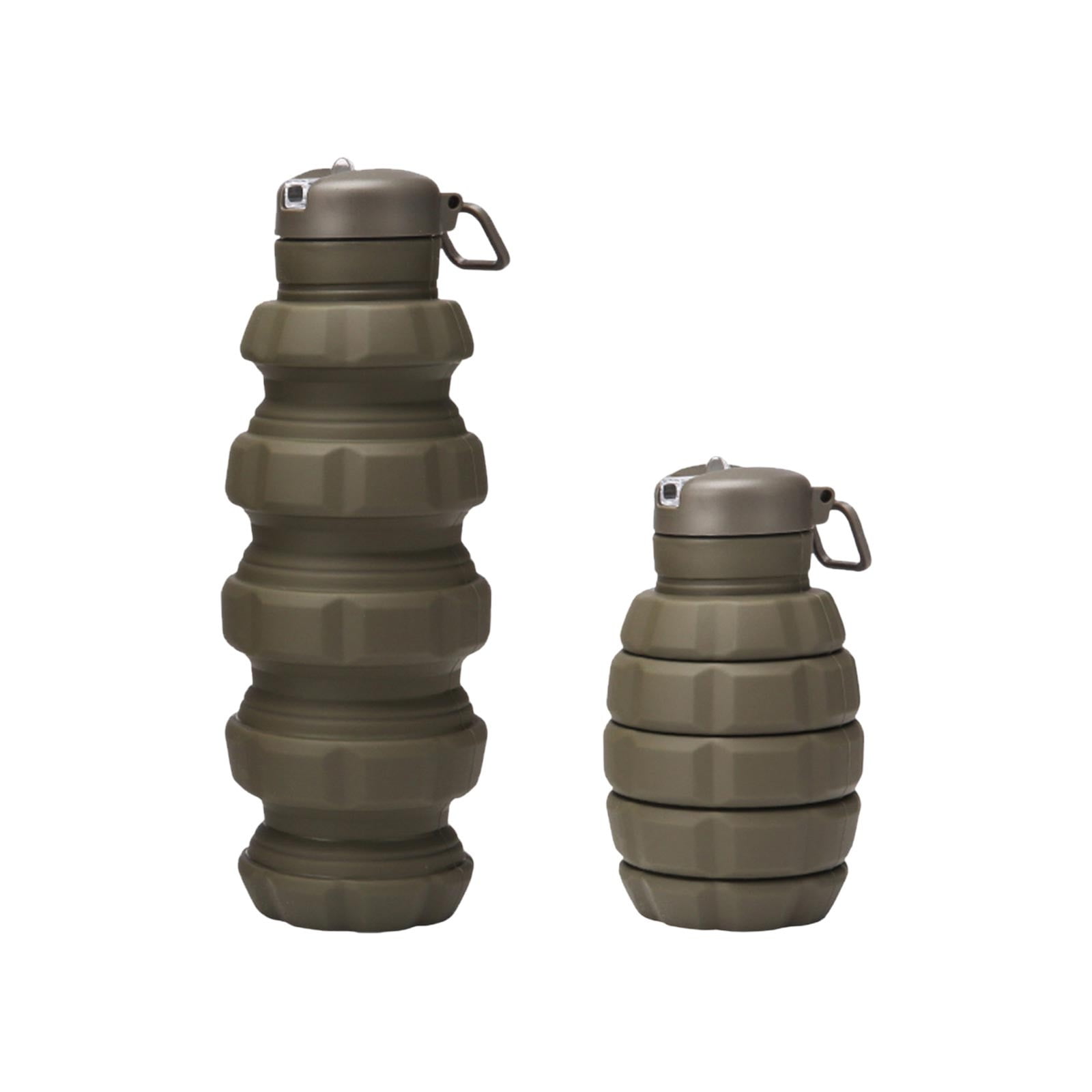 Army Green Grenade Shaped Silicone Folding Water Bottle 500Ml, Portable ...