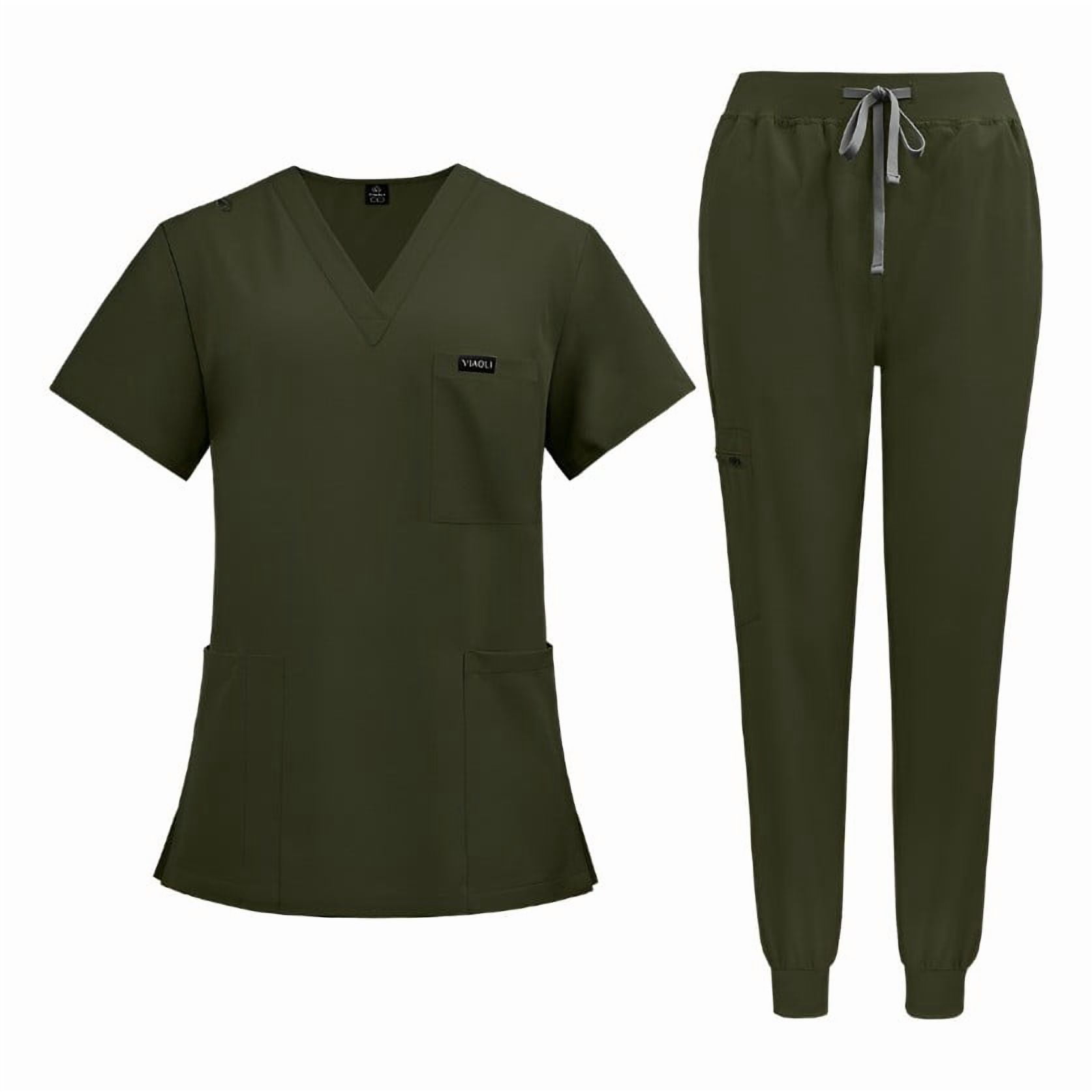 Army Green Medical Scrubs Uniforms Set Doctor Short Sleeve Surgical ...