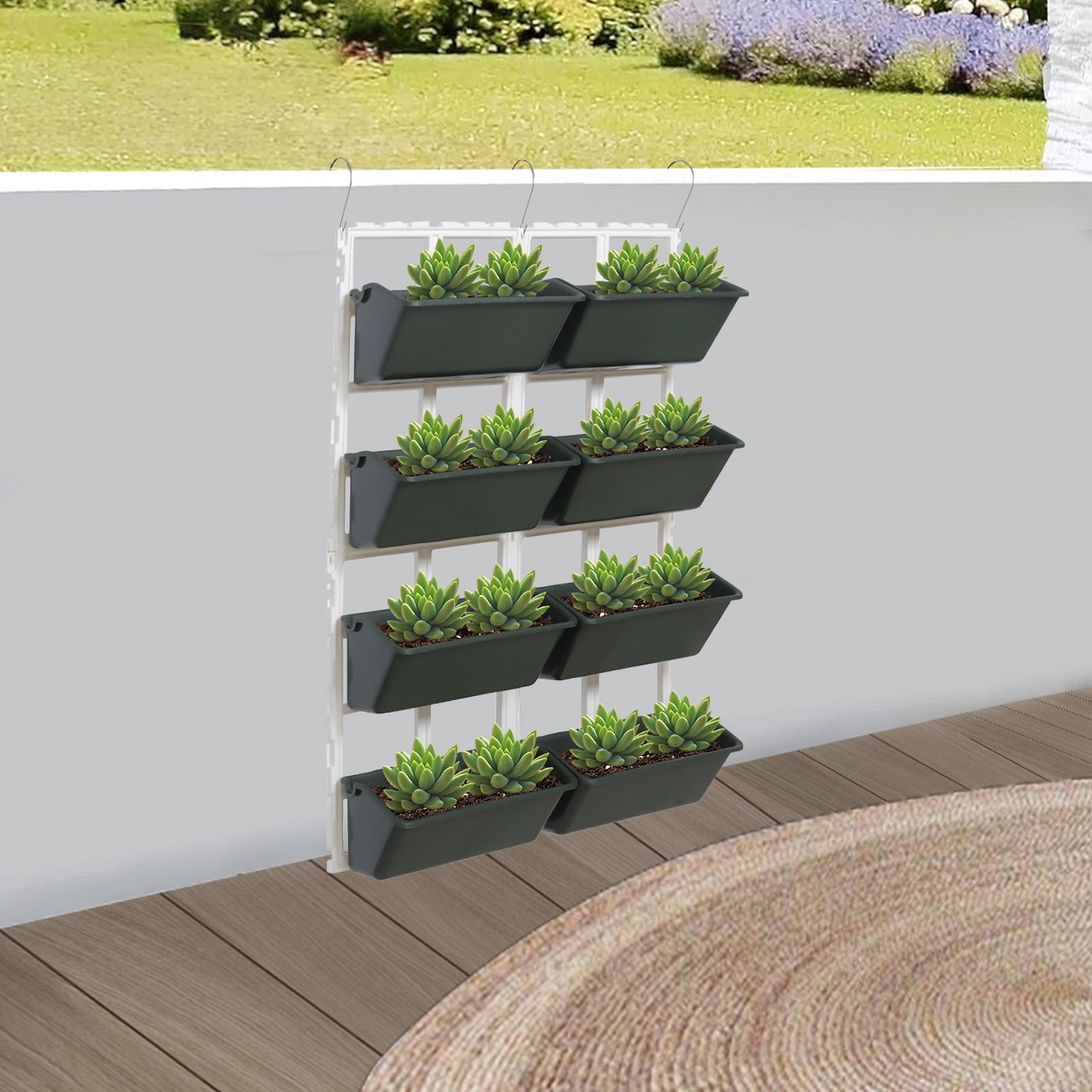 Army Green Outdoor Raised Garden Bed 4-Tiers Vegetable Elevated Planter ...
