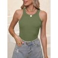 Army Green Ribbed Sleeveless Racerback Tank Top Slim Fit Camisole ...