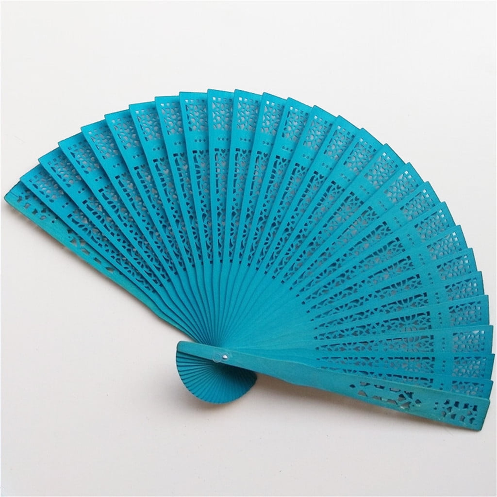 Army Green Sandalwood Fan Wooden Wedding Fan, 20Cm Openwork Carved ...