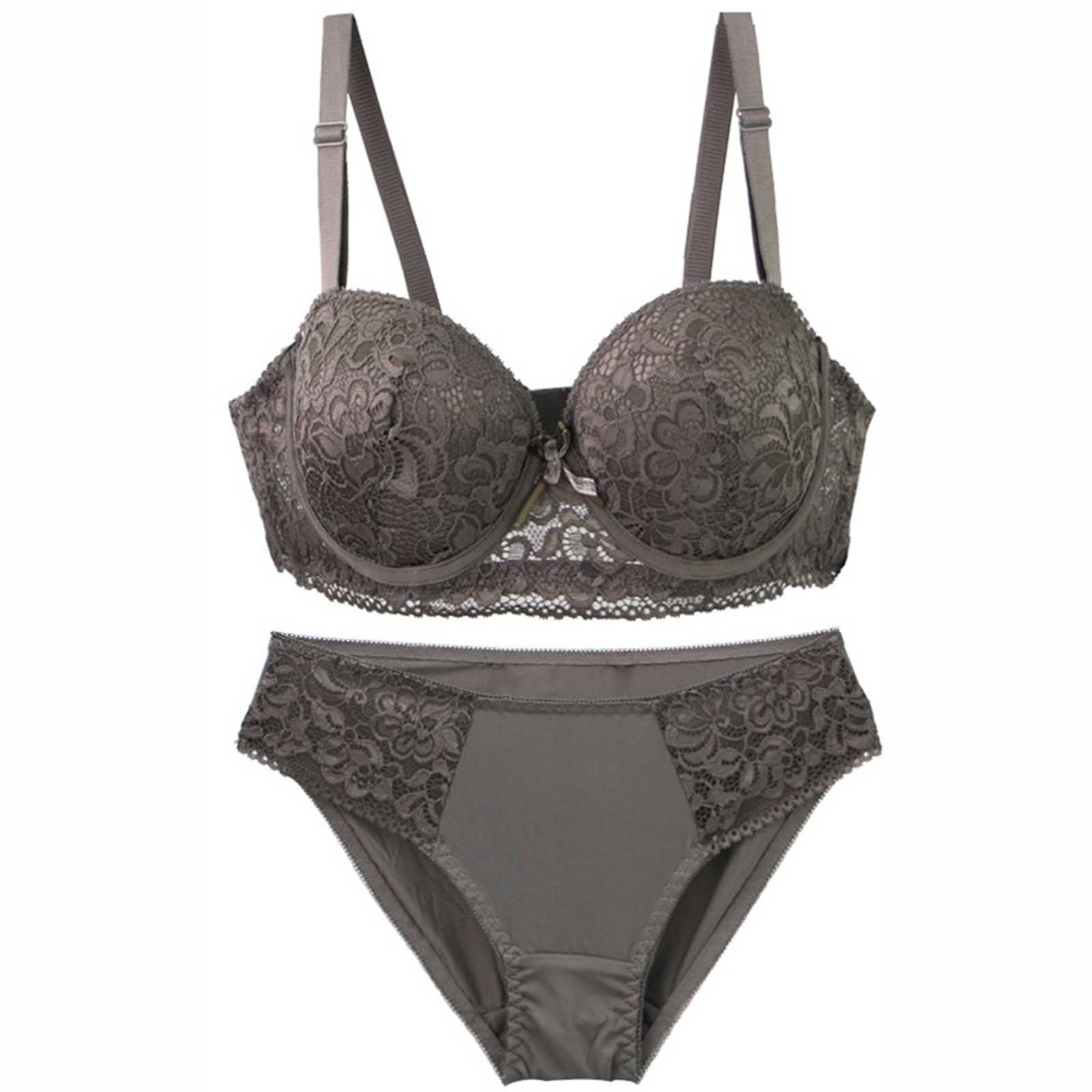 Army Green Thin Underwire Lifting Anti Sagging Push Up Bra Set For ...