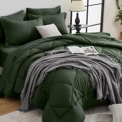 Army Green Twin-XL Comforter Set - 5-Piece All Season Bed in a Bag Twin ...
