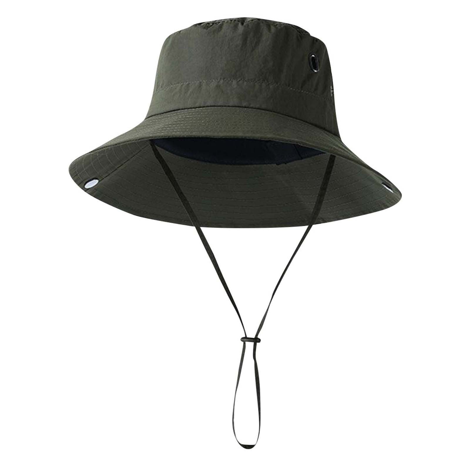 Army Green Unisex Adjustable Outdoor Sun Hat For Hiking Camping Fishing ...